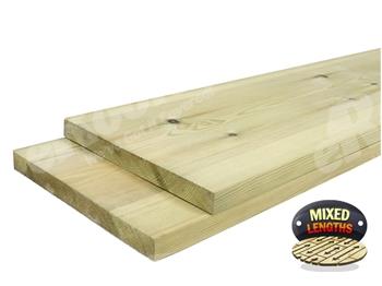 Green - Treated Planed Square Edge Timber (225mm x 25mm) Random Lengths